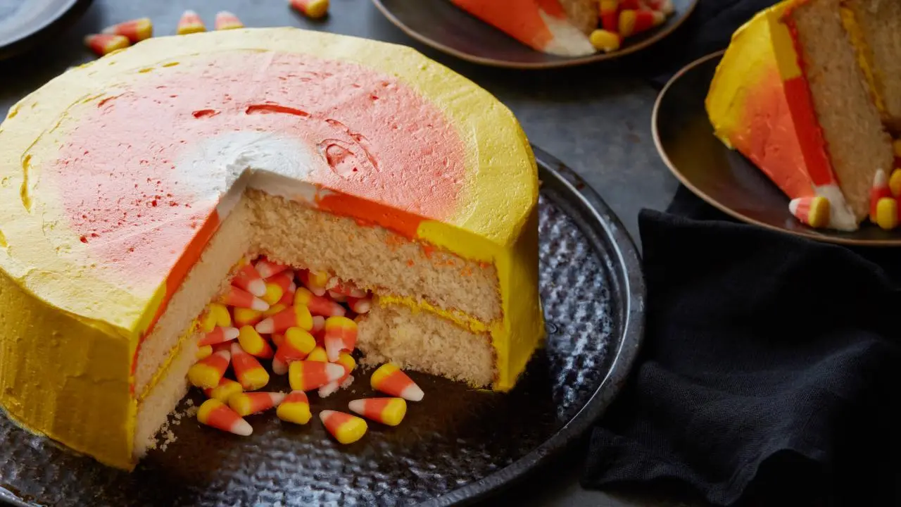Stuffed Candy Corn Cake Recipe | Food Network Kitchen | Food Network