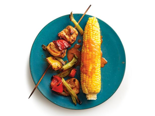 Buffalo Chicken Kebabs With Corn On The Cob Recipe | Food Network ...