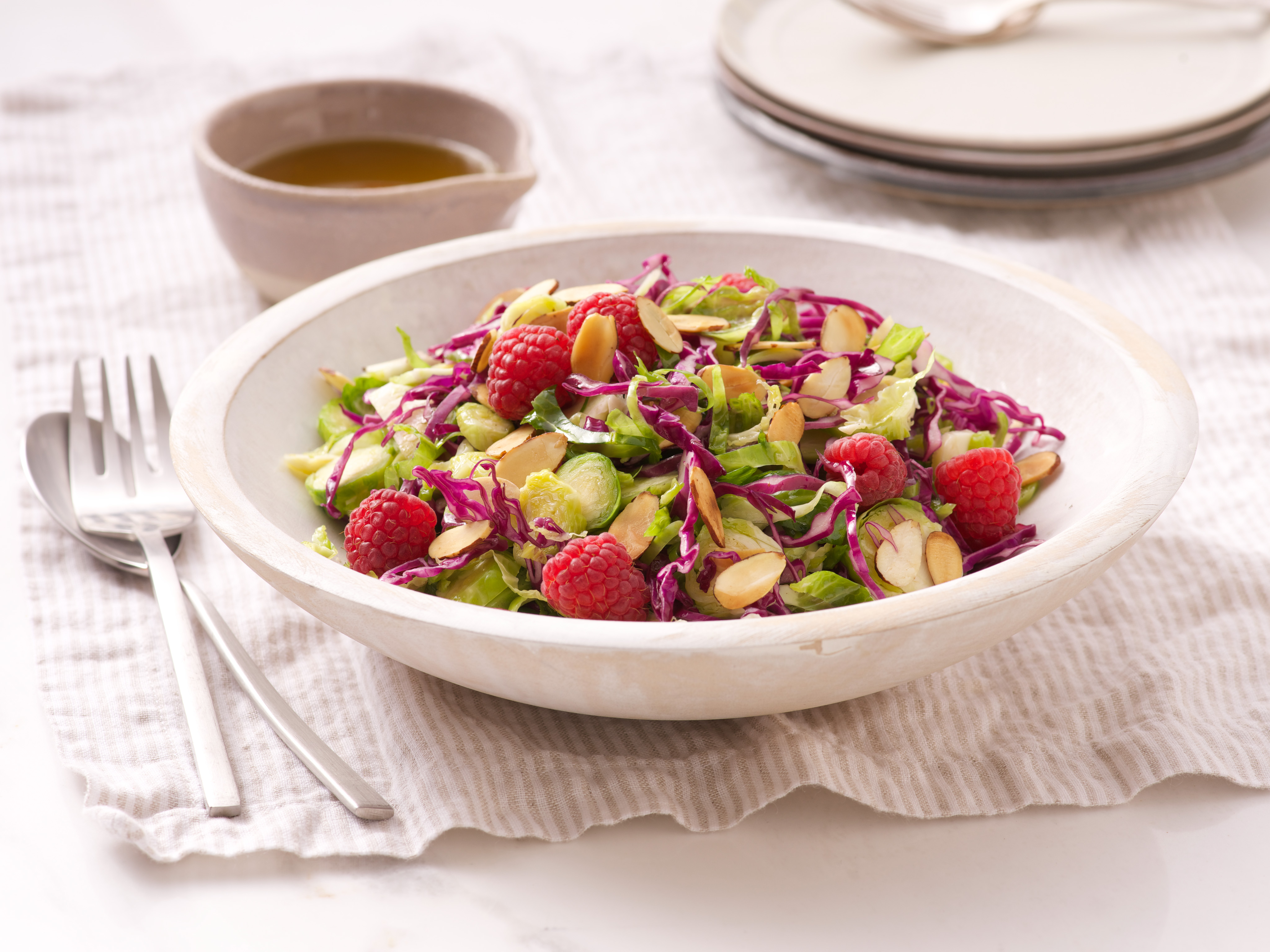 Brussels Sprout Slaw with Raspberries and Almonds. Recipe - Chef's ...