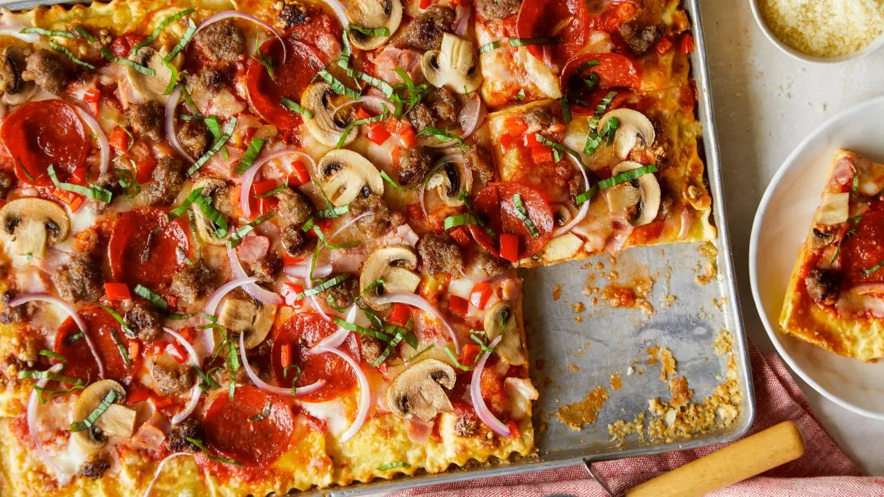 Supreme Ravioli Pizza Bake Recipe | Food Network Kitchen | Food Network