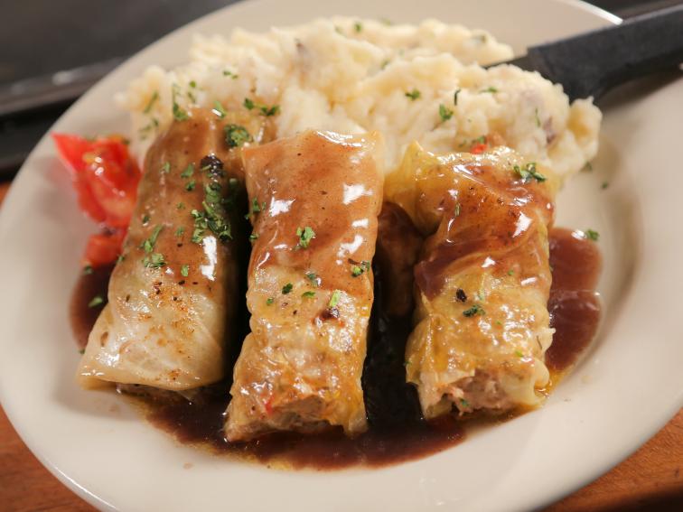 Lamb-Stuffed Cabbage with Red Wine Demi-Glace Recipe | Food Network