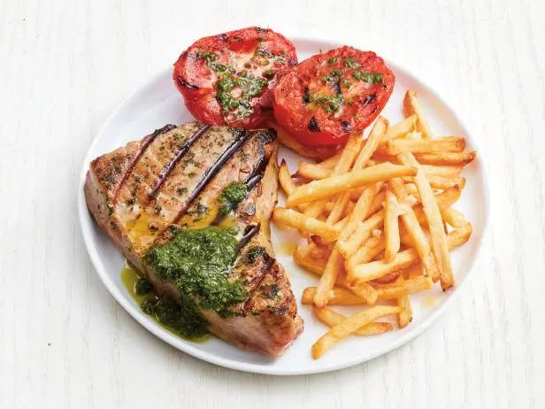 Grilled Tuna with Garlic Fries Recipe - Chef's Resource Recipes
