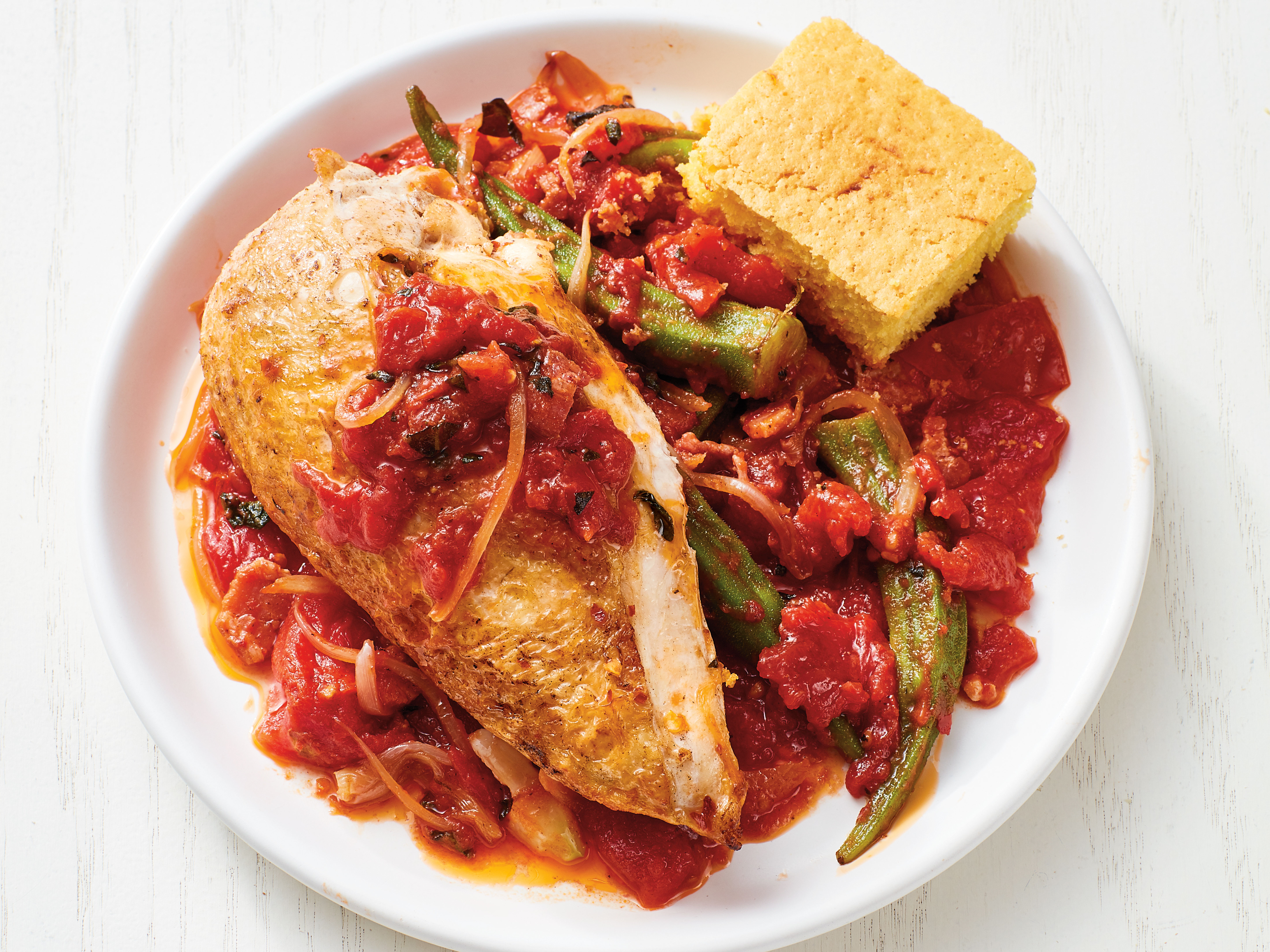 Braised Chicken with Okra and Tomatoes Recipe - Chef's Resource Recipes