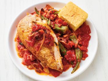 Braised Chicken with Okra and Tomatoes Recipe | Food Network Kitchen ...
