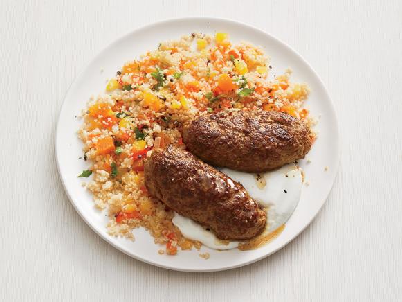 Turkish Beef Patties with Confetti Couscous Recipe | Food Network ...