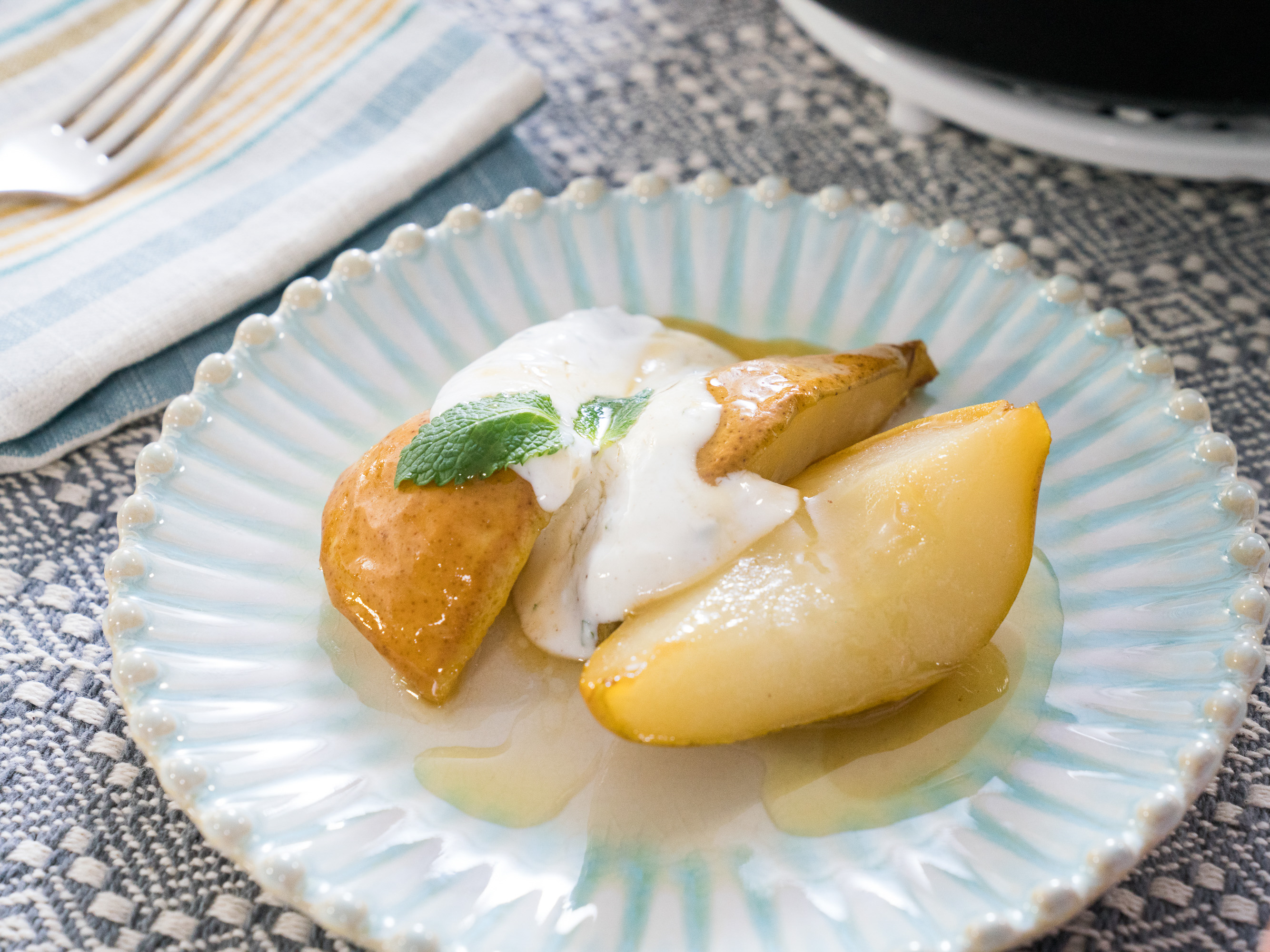 Roasted Pears with Honey-Herb Yogurt Recipe - Chef's Resource Recipes