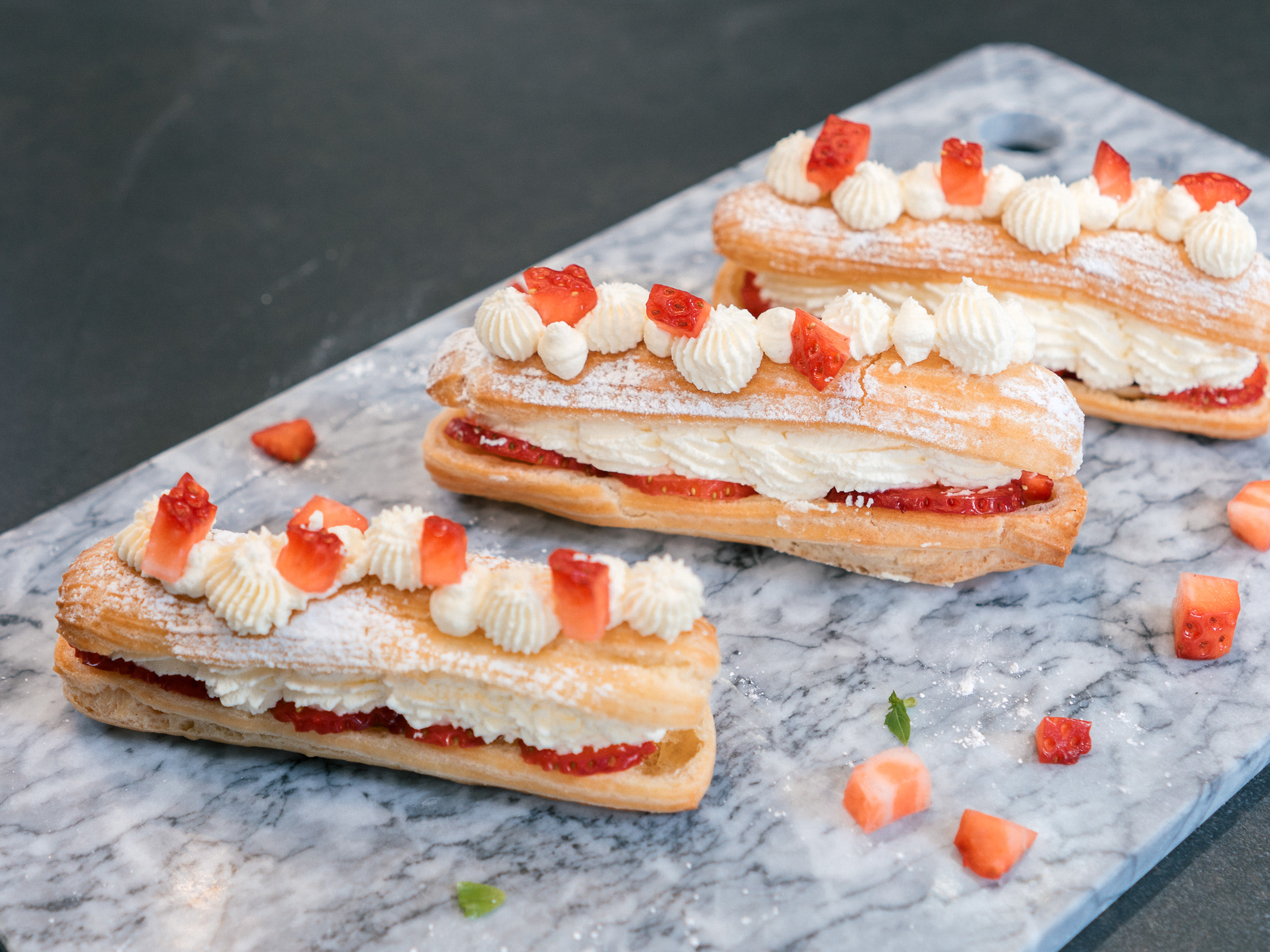 Strawberries and Cream Eclairs Recipe - Chef's Resource Recipes