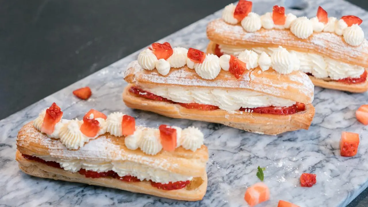 Strawberries and Cream Eclairs Recipe | Food Network