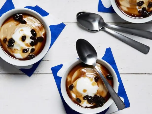 Brown Sugar Pudding with Hot Buttered-Rum Raisins Recipe - Chef's ...