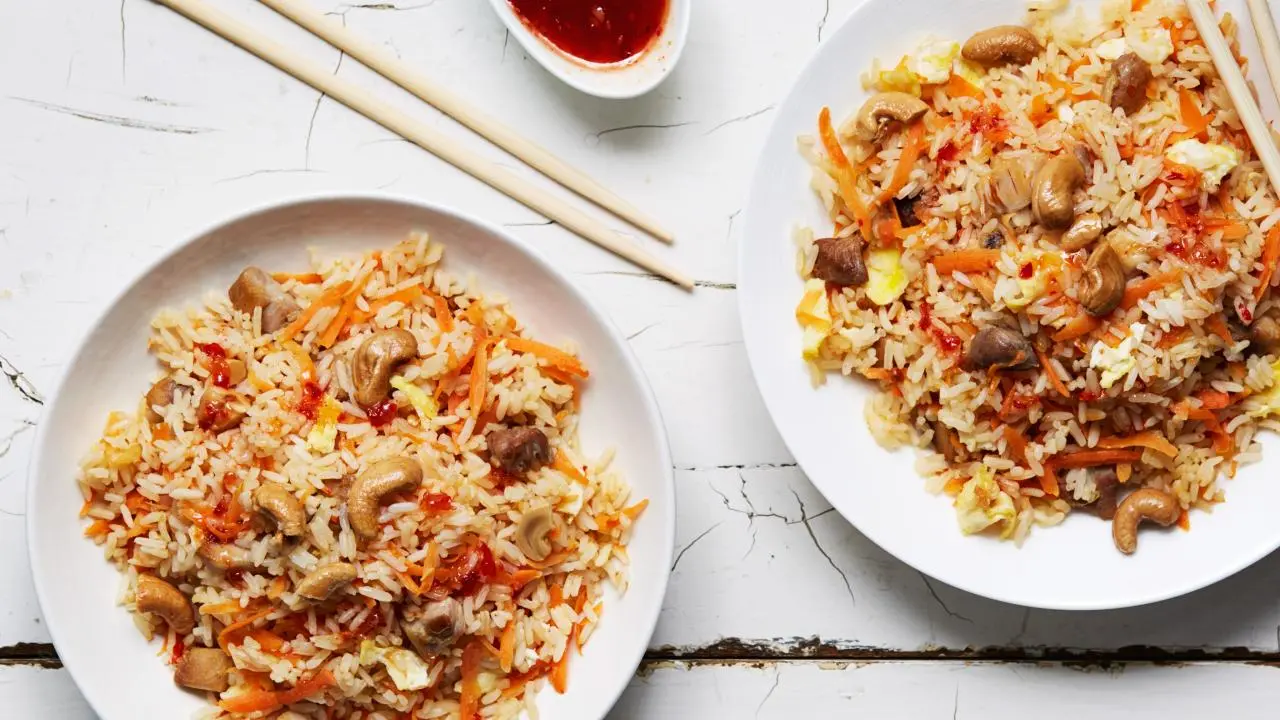Sweet and Spicy Chicken and Cashew Fried Rice