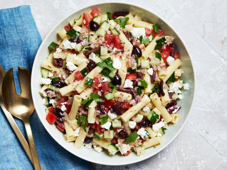 Greek Pasta Salad with Feta and Olives Recipe | Food Network Kitchen ...