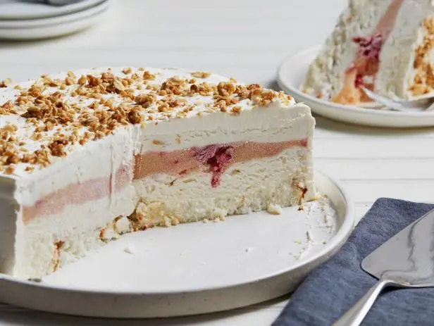 Peachy Angel Food Cake Ice Cream Cake with Boozy Berries Recipe - Chef ...