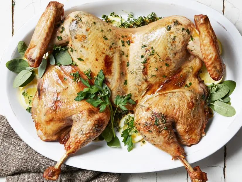Butterflied Juniper-Brined Roasted Turkey with Compound Butter Recipe ...