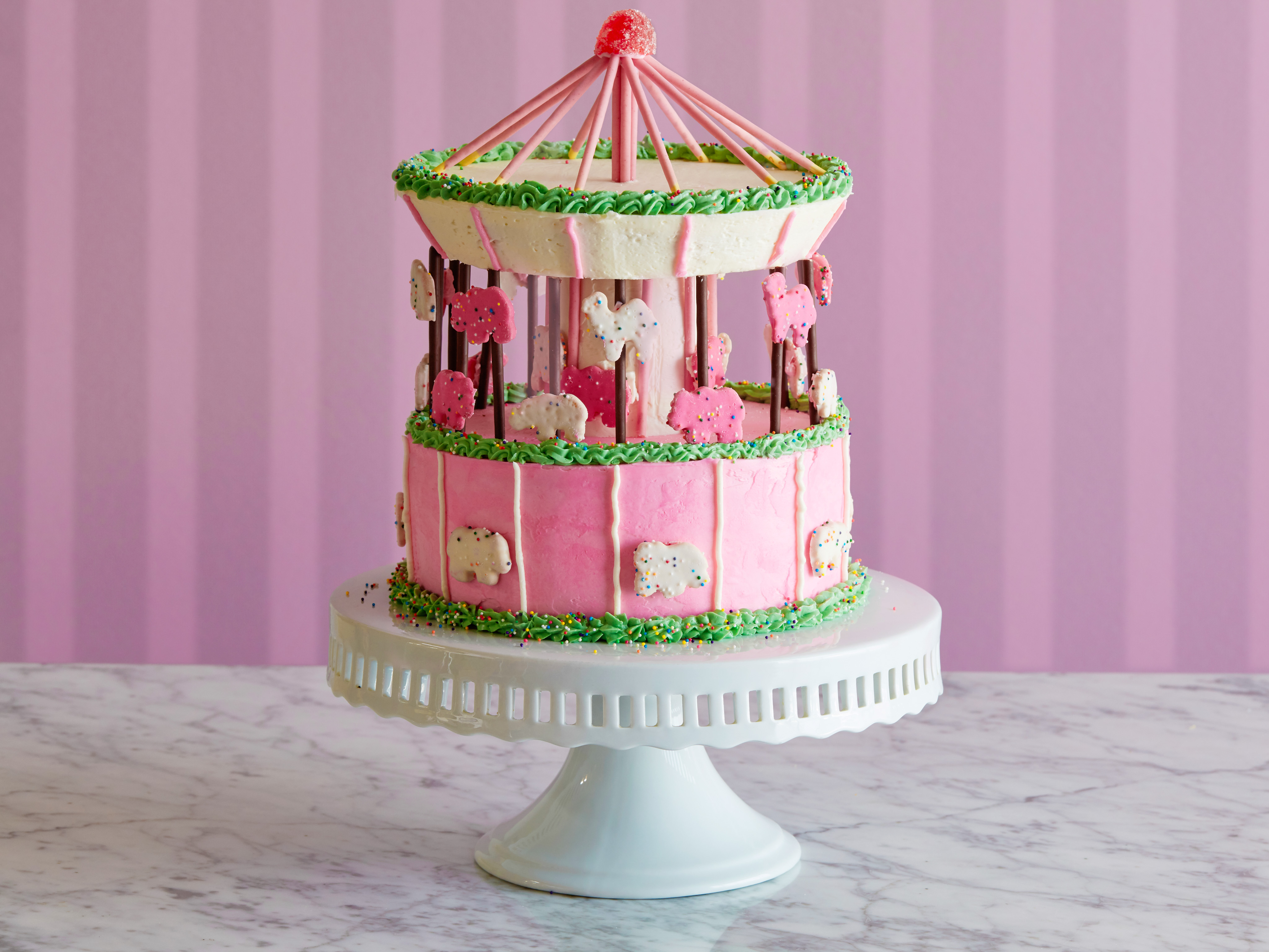 Frosted Animal Cracker Carousel Cake Recipe - Chef's Resource Recipes