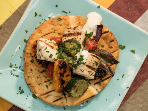 Grilled Vegetable and Swordfish Kebabs Recipe | Geoffrey Zakarian ...