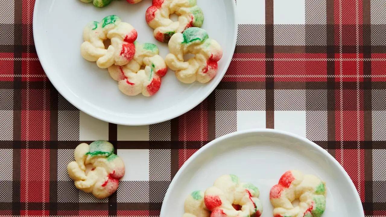 Tri-Color Christmas Spritz Cookies Recipe | Food Network Kitchen | Food ...