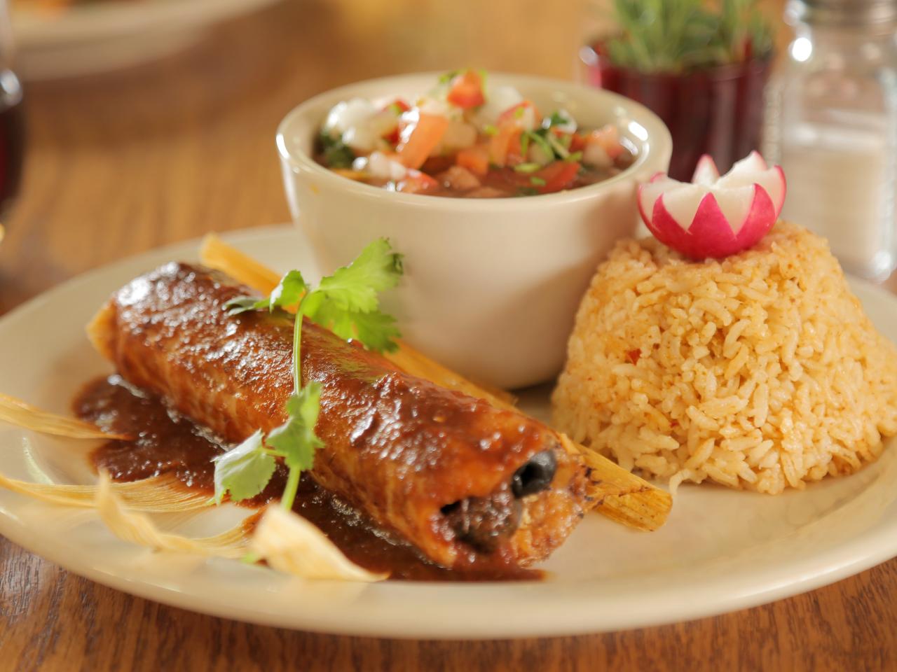 Tamales Beans Rice Spanish