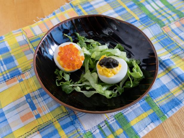 Deviled Eggs with Caviar and Salmon Roe Recipe | Marc Murphy | Food Network
