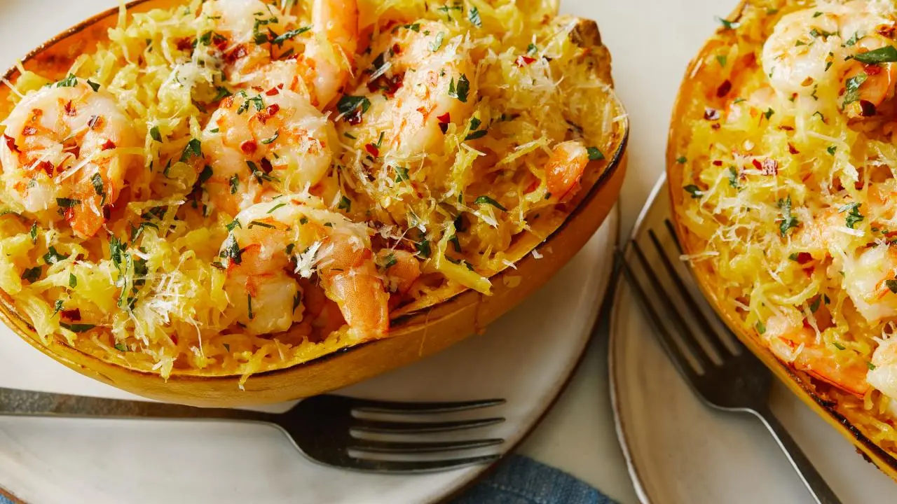 Spaghetti Squash Scampi Boats Recipe | Food Network Kitchen | Food Network