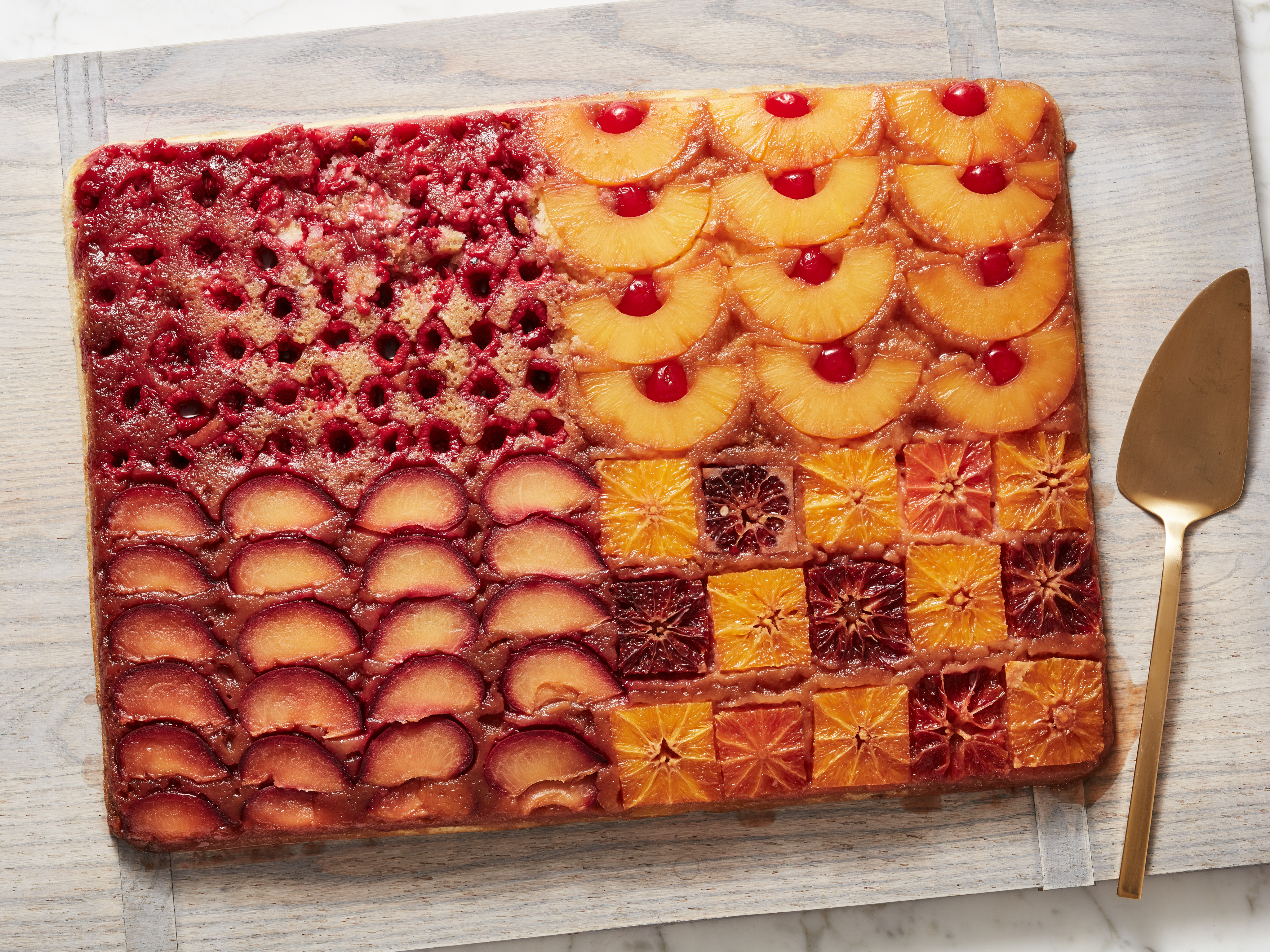 Four-Flavor Sheet Pan Upside-Down Cake Recipe - Chef's Resource Recipes