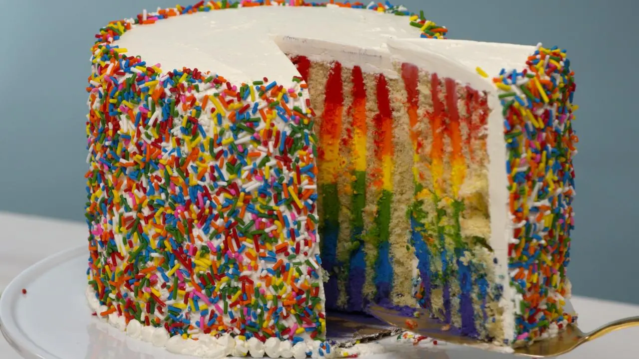 Rainbow Vertical Cake Recipe | Food Network Kitchen | Food Network