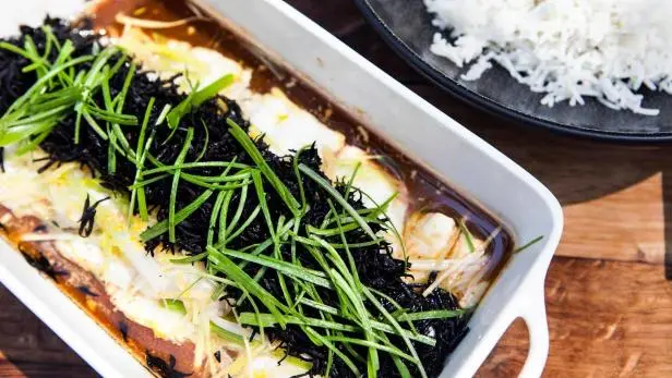 Steamed Fluke with Hijiki Recipe | Anita Lo | Food Network