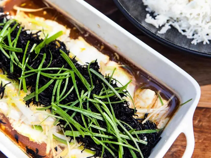 Steamed Fluke with Hijiki Recipe | Anita Lo | Food Network