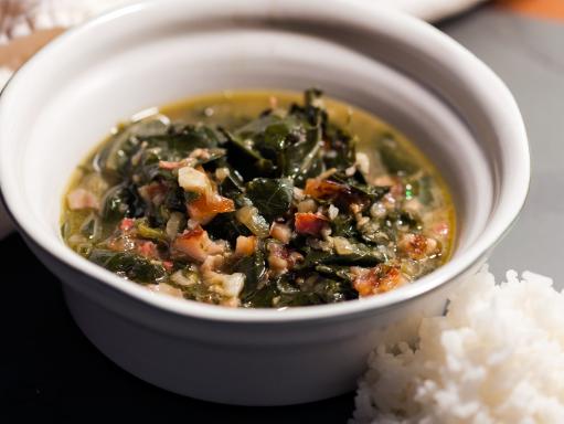 Collard Greens with Ham Hocks Recipe | Justin Devillier | Food Network