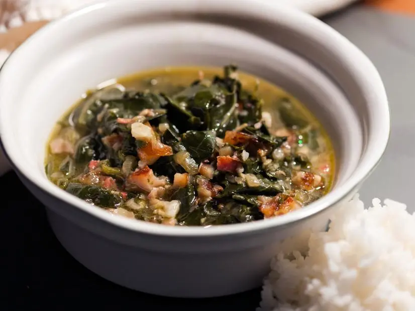 Collard Greens with Ham Hocks Recipe | Justin Devillier | Food Network