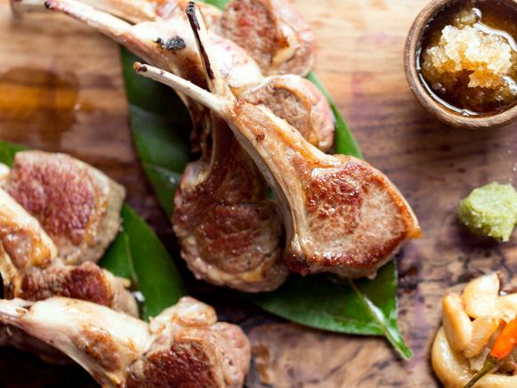 Lamb Chops with Garlic-Chile Confit Recipe | Michael Lewis | Food Network