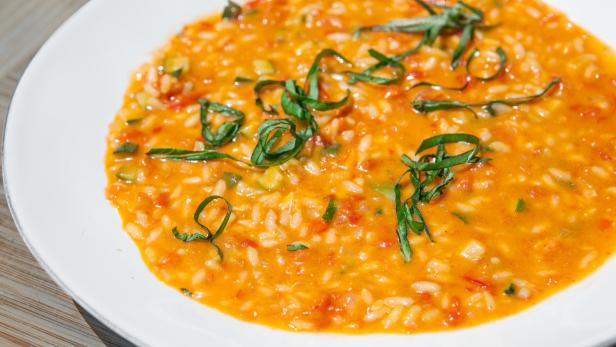 Summer Squash and Tomato Risotto Recipe | Michael Tusk | Food Network