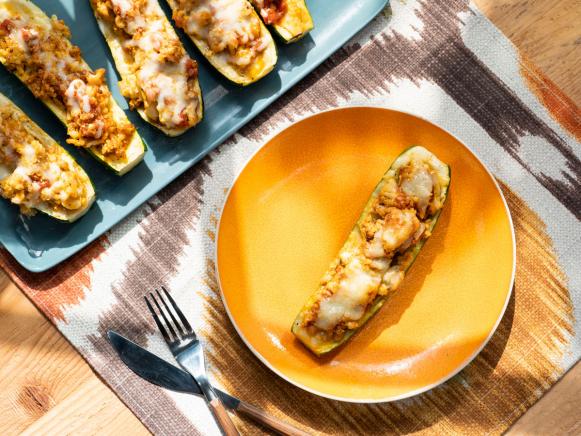 Chicken Parmesan Zucchini Boats Recipe | Katie Lee Biegel | Food Network