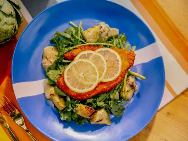 Parmesan-Crusted Chicken with Grilled Baby Artichokes Recipe - Chef's ...