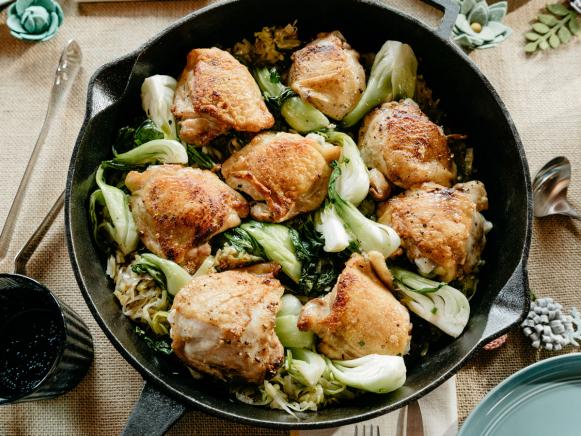 Skillet Chicken with Spring Vegetables Recipe | Molly Yeh | Food Network
