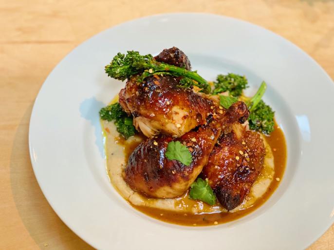 Sesame-Roasted Chicken with Bean Puree Recipe | Michael Symon | Food ...