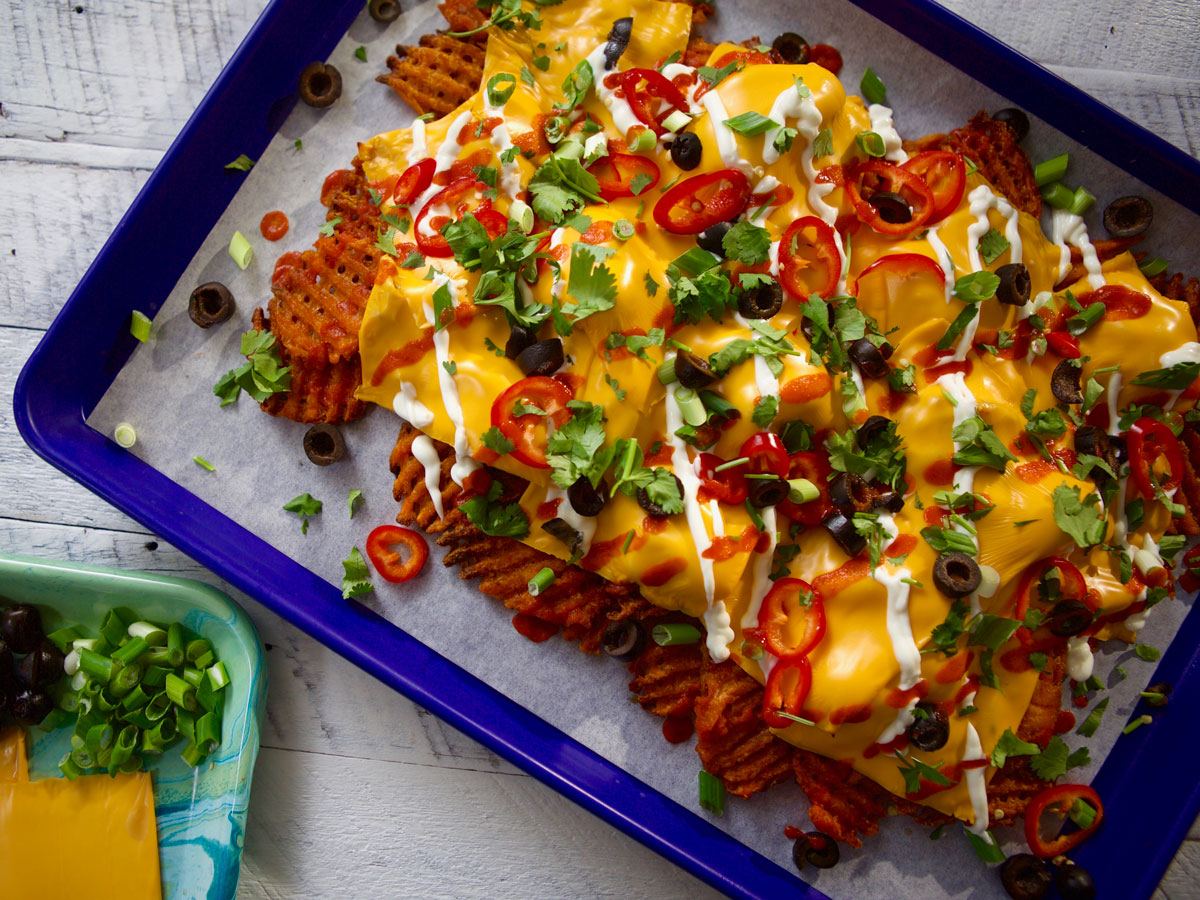 Sweet Potato Waffle Fry Nachos Recipe - Chef's Resource Recipes