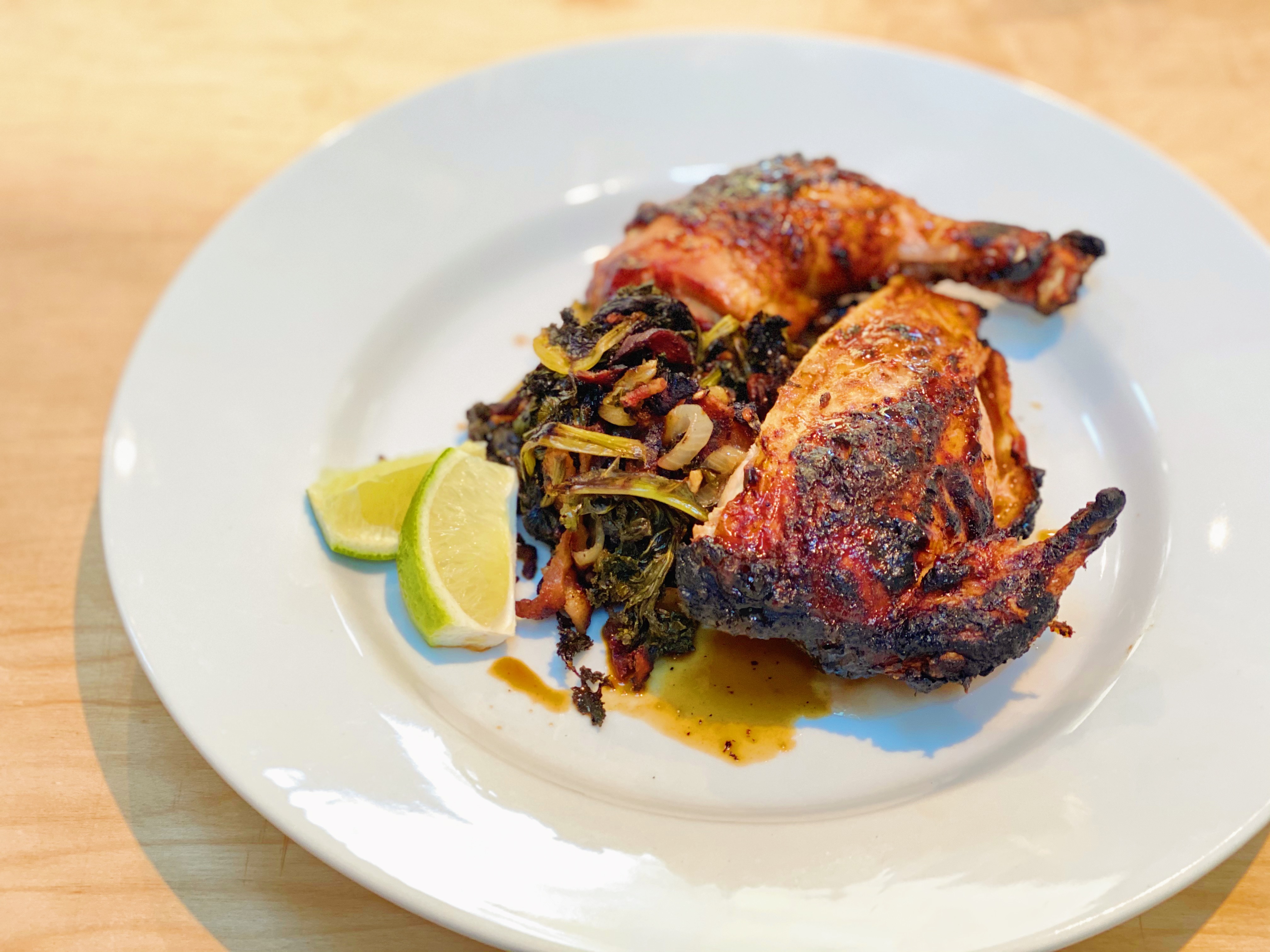 Grilled Maple Chicken with Smokey Greens Recipe - Chef's Resource Recipes