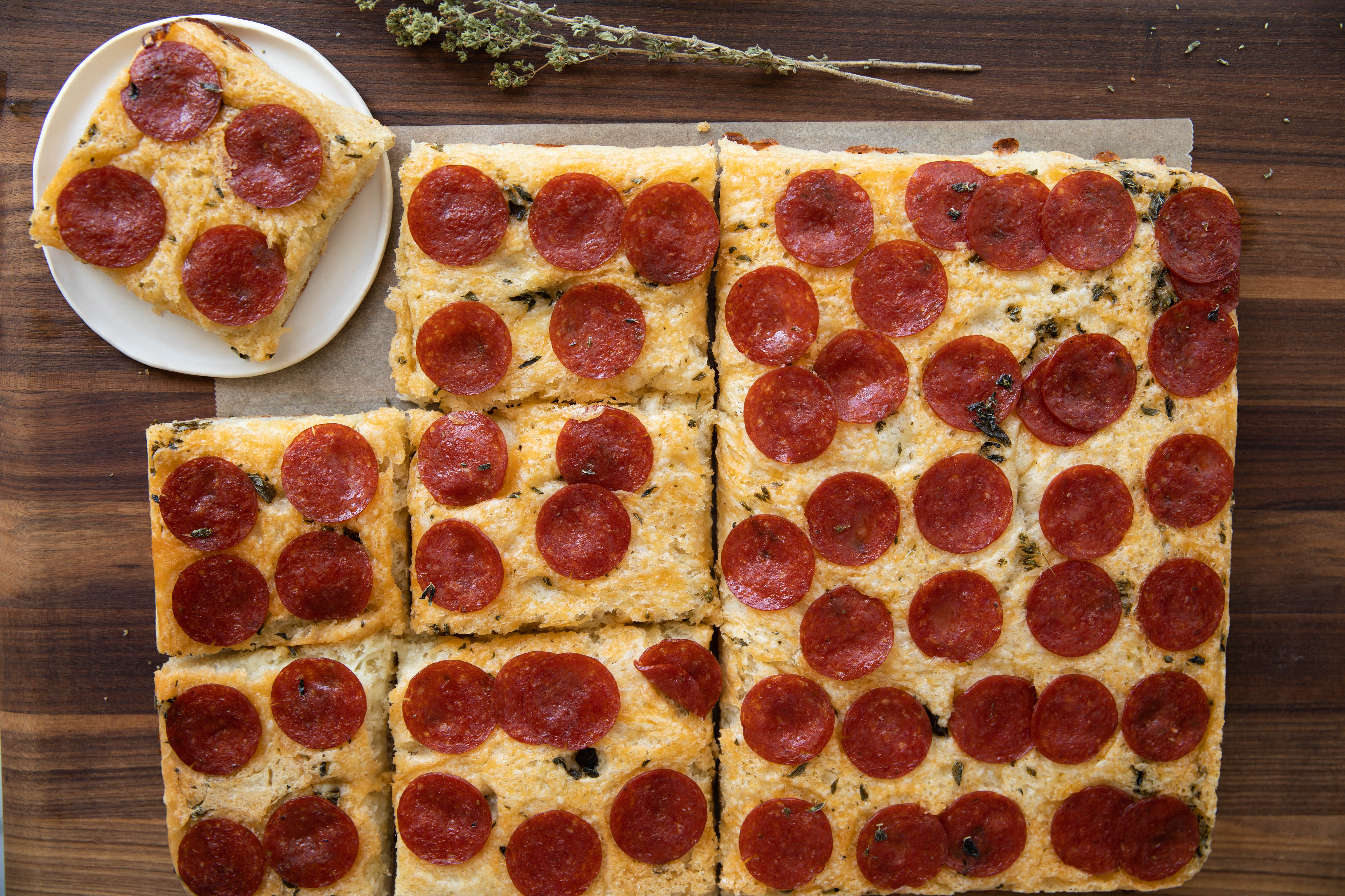 Upside-Down Pepperoni and Cheese Focaccia Recipe - Chef's Resource Recipes