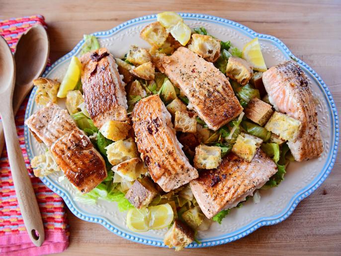 Chipotle Caesar Salad with Grilled Salmon Recipe | Ree Drummond | Food ...