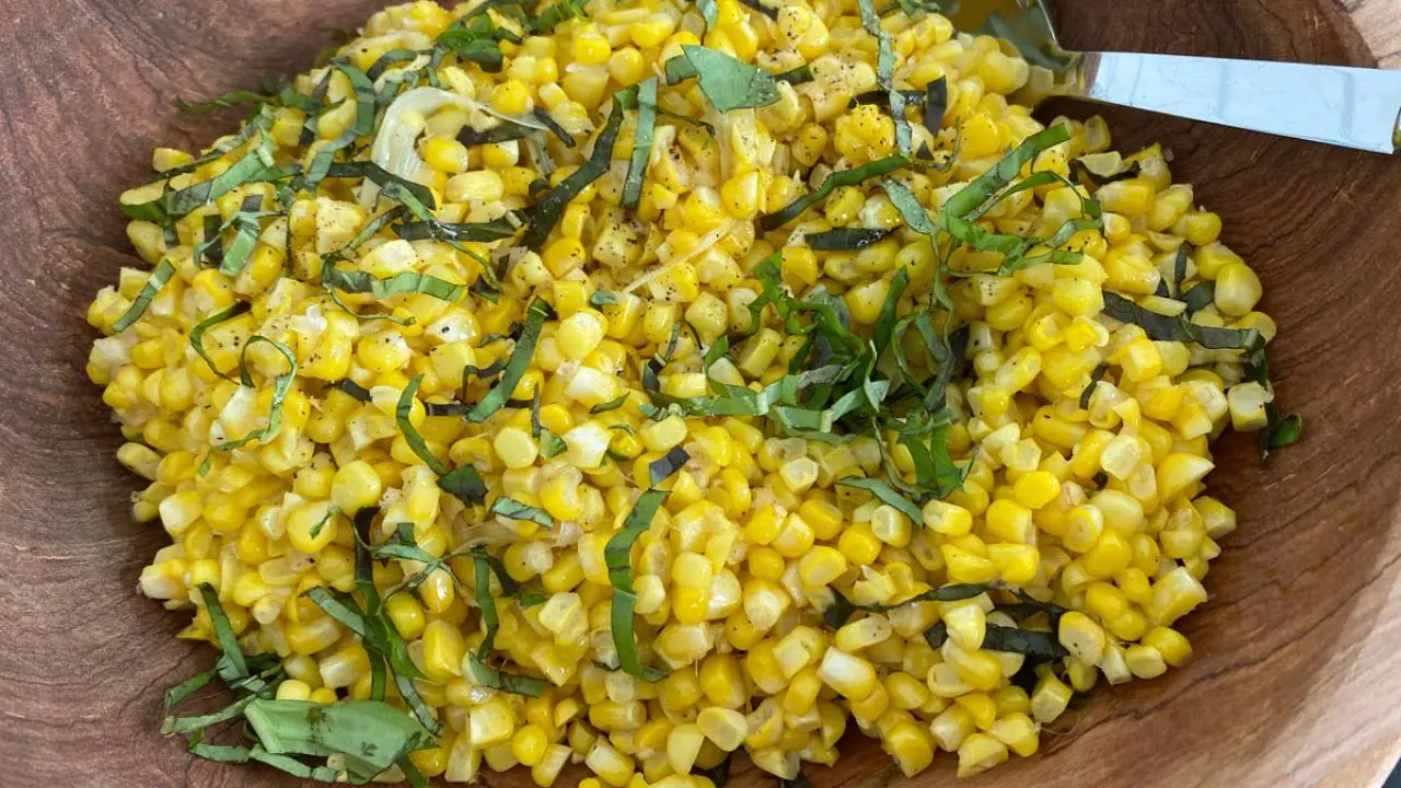 Sesame Corn and Basil Saute Recipe | Katie Lee Biegel | Food Network
