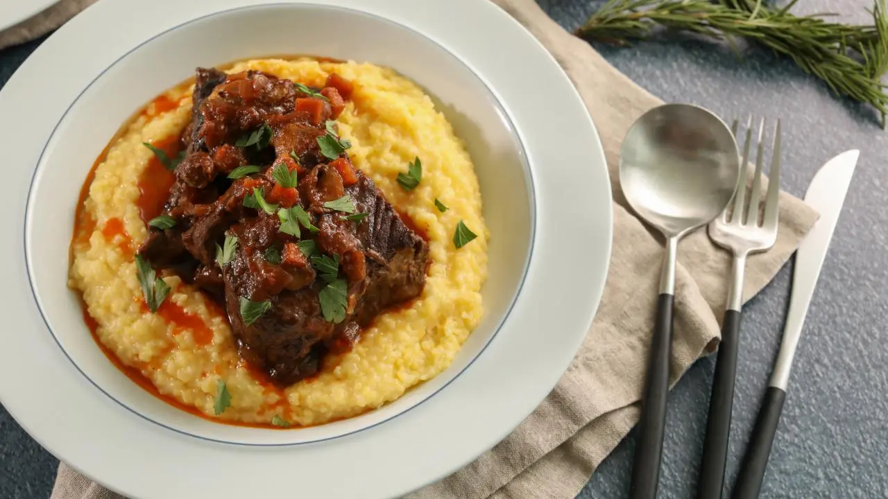 Spicy Braised Short Ribs with Polenta Recipe | Food Network Kitchen ...