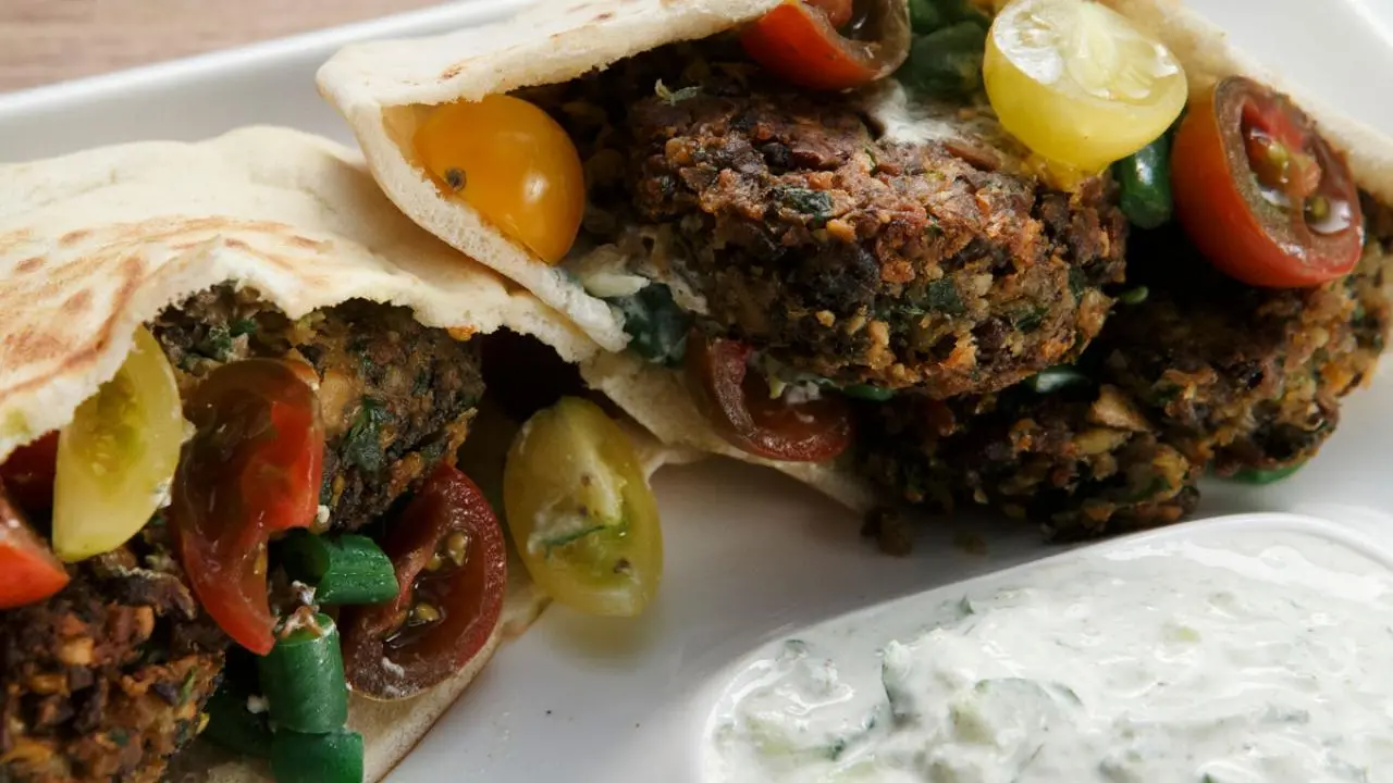 Mushroom Falafel Gyro and Lemony Green Beans Recipe | Carla Hall | Food ...
