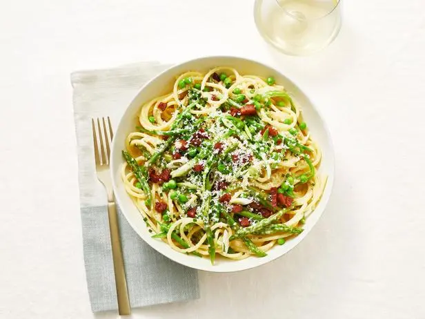 Spring Green Spaghetti Carbonara Recipe - Chef's Resource Recipes