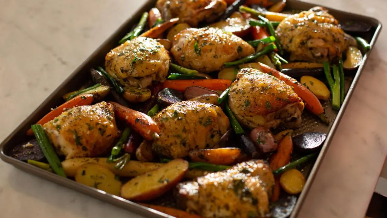 Sheet Pan Spring Chicken Dinner Recipe | Tregaye Fraser | Food Network
