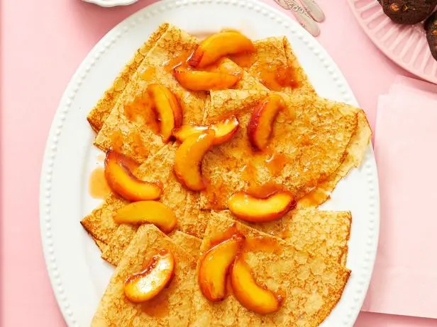 Crêpes with Flambéed Peaches Recipe | Food Network Kitchen | Food Network
