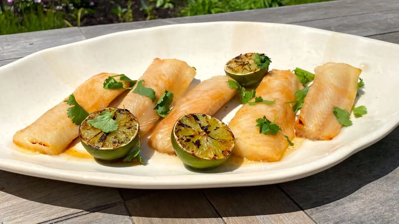 Spicy Cod with Grilled Lime Recipe | Michael Symon | Food Network