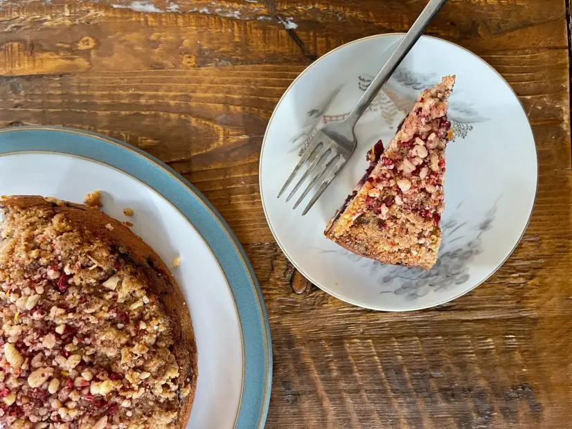 Brown Butter Cherry Coffee Cake Recipe | Vallery Lomas | Food Network