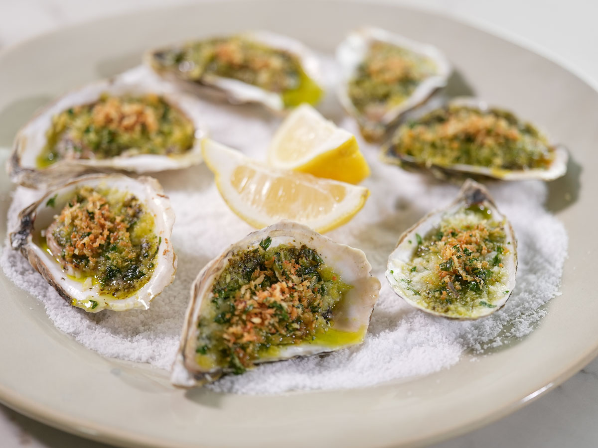 Sunny's Char-Grilled Oysters with Green Garlic Butter Recipe - Chef's ...