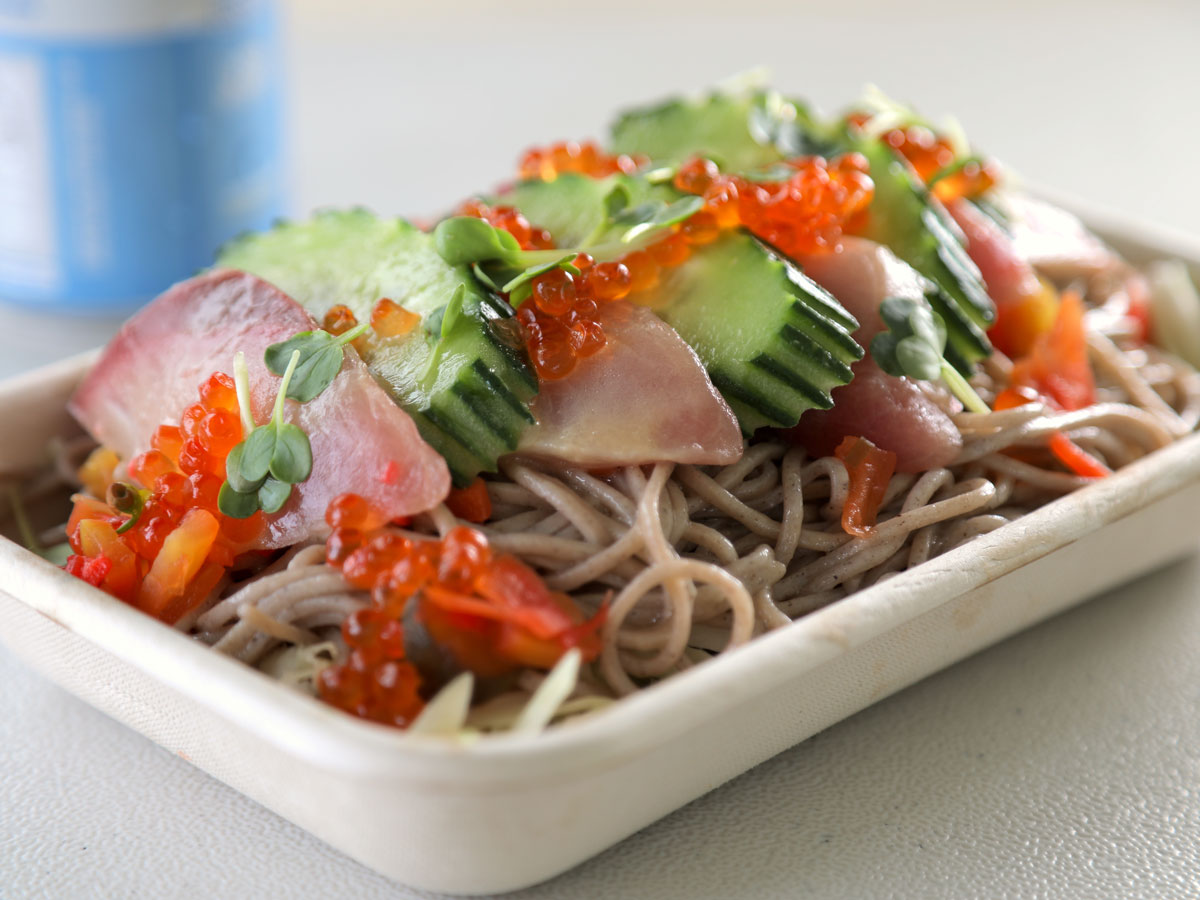 Hamachi Sashimi and Buckwheat Soba Salad with Ponzu Vinaigrette Recipe ...