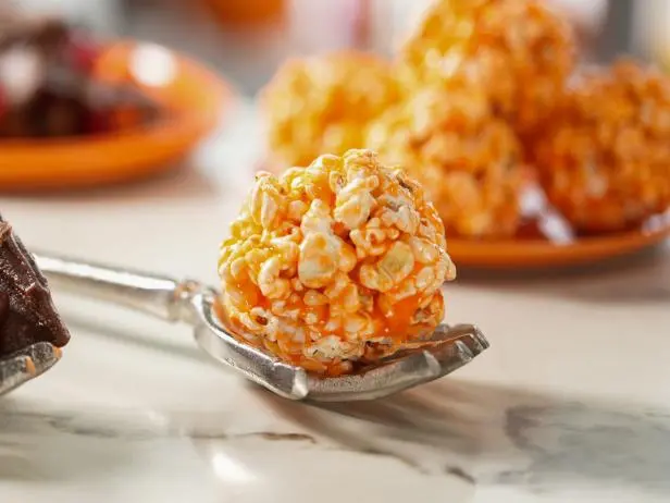 Candy Corn Popcorn Balls Recipe | Food Network